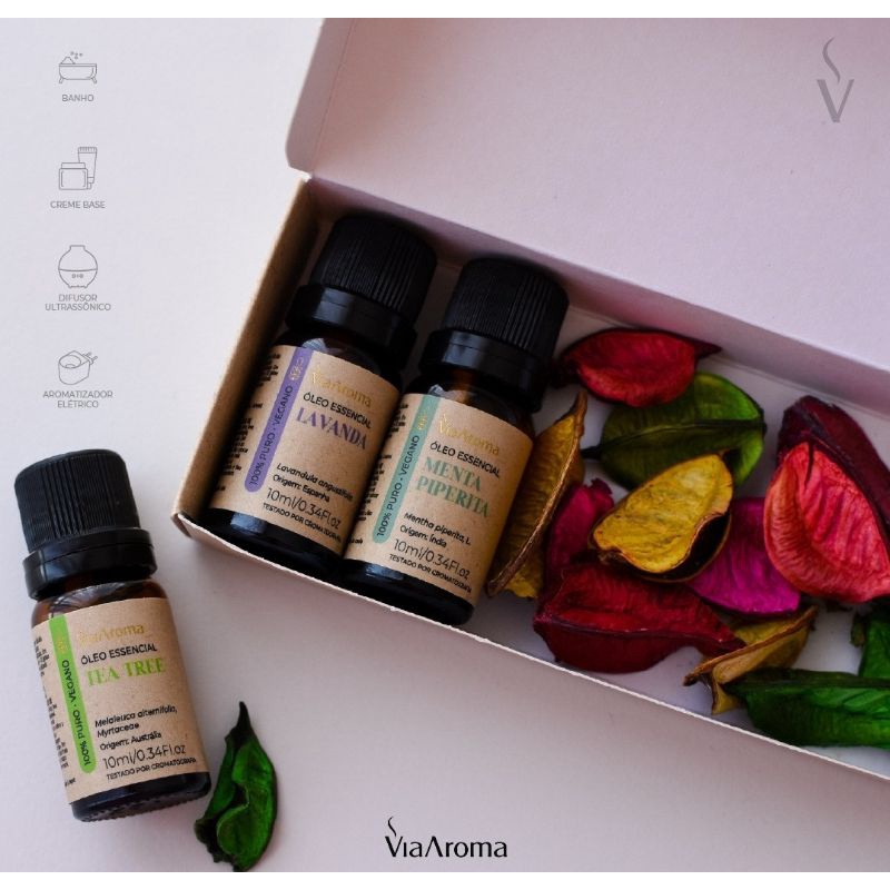 Kit Iniciante 3 Oleos Essenciais Lavanda Menta Piperita Tea Tree ... Kit Iniciante 3 Oleos Essenciais Lavanda Menta Piperita Tea Tree ...