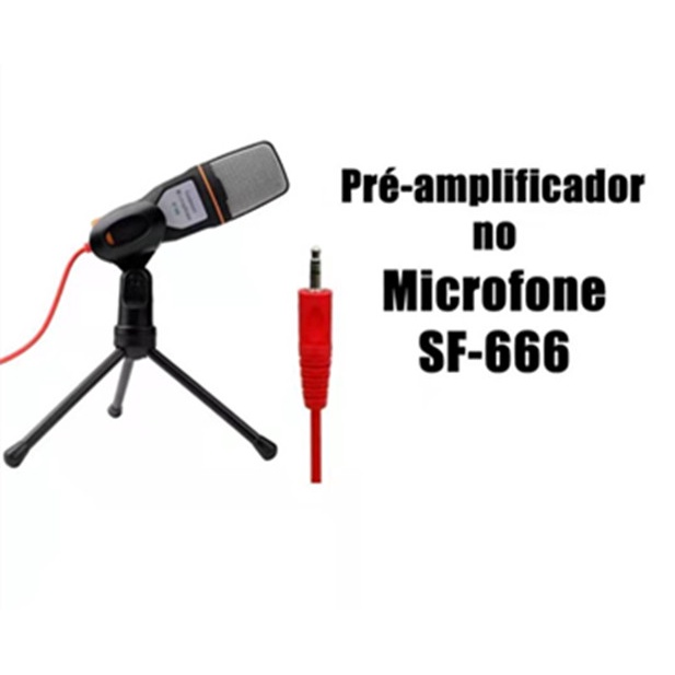 Microfone SF 666 Omnidirecional Preto Condensador com tripe | Shopee Brasil