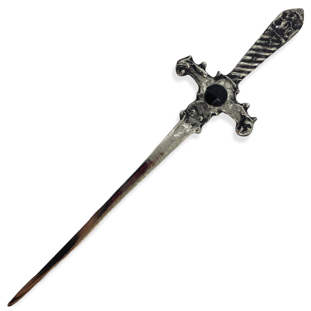 Athame metal prata velho 15 cm com pedra negra | Shopee Brasil