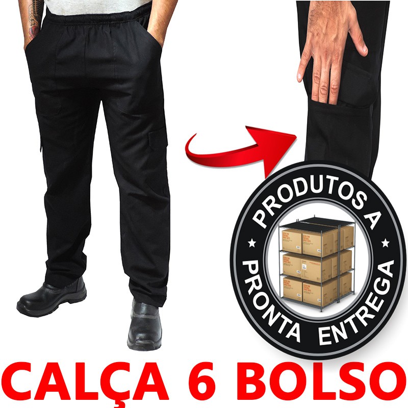 Kit 4 Calça Cargo 6 Bolso Uniforme Em Sarja PromoÇÃo Shopee Brasil