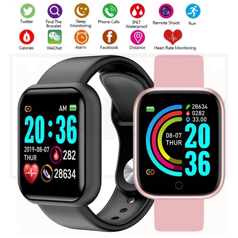 Y68 D20 Relógio Smart Watch 888 Rel Gio Y68 Proof D'Gua Digital Rosa Feminino/Smartwatch Com E ...