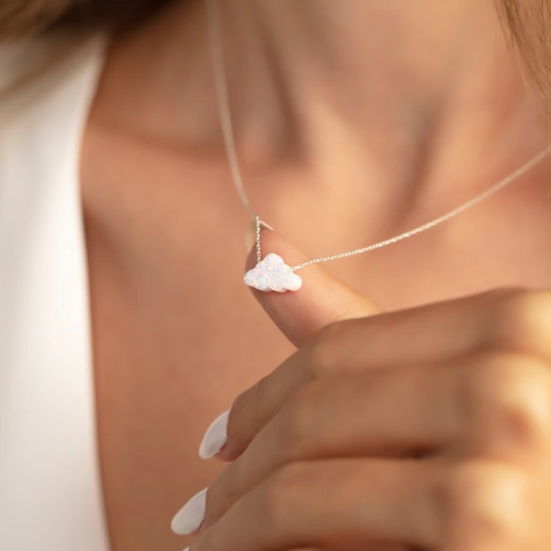 Colar Feminino Nuvem Opala / Delicado Minimalistas | Shopee Brasil