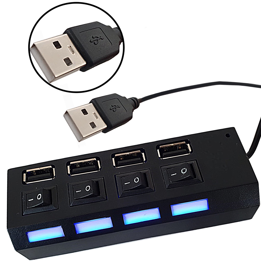 Hub Usb 4 Portas Usb 2.0tv Pendrive Mouse Teclado Adaptador | Shopee Brasil