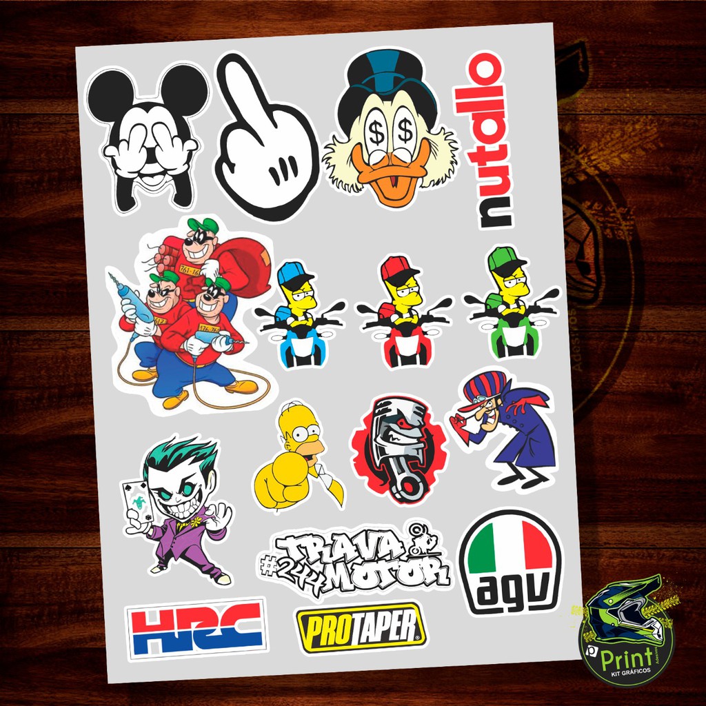 Cartela De Adesivos Moto Motocross Carro Bike Caminhao 14 | Shopee Brasil