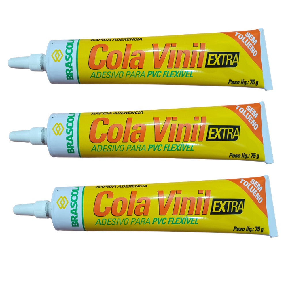 Kit 3 Cola Vinil Extra Para Reparo PVC Flexivel Rapida Aderencia Lona ...