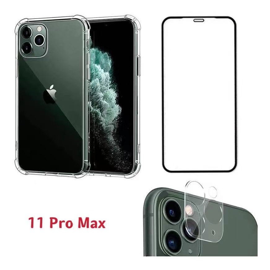 Kit Capa Case Capinha Anti Shock iPhone 11 Pro max + Pelicula Vidro 3D/9D + Pelicula Camera ...