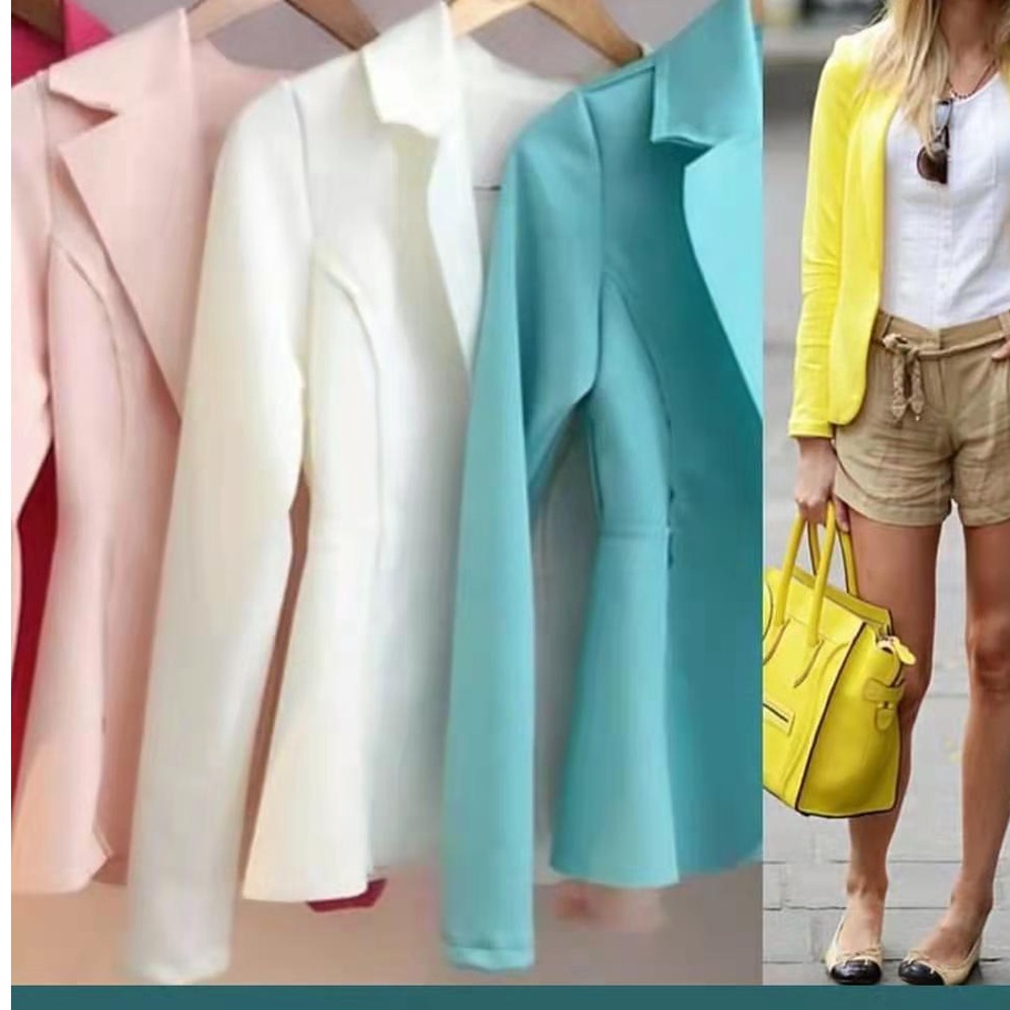 Blazer Feminino em Neoprene Casaco curto Varias Cores sem babado ...