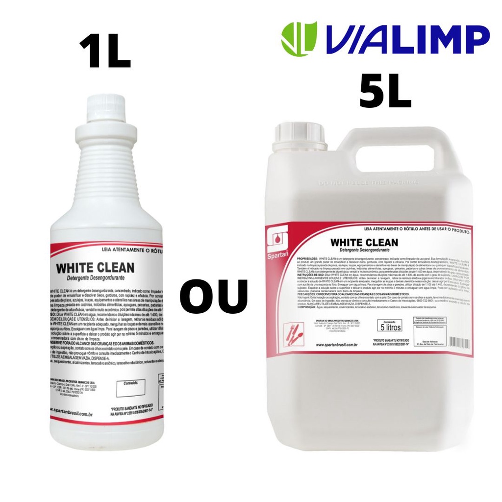 White Clean 1L ou 5L Spartan | Shopee Brasil