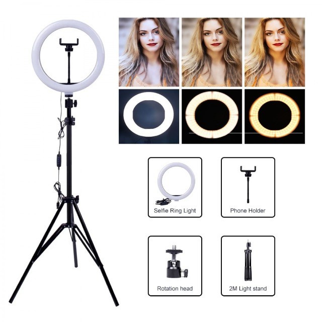 Ring Light Led Iluminador Com Tripé 360º 10 polegadas + Tripé 2.1m | Shopee Brasil
