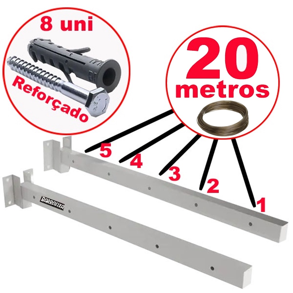 Varal Retrátil de parede extensível articulavel 50cm 5 cordas | Shopee ...