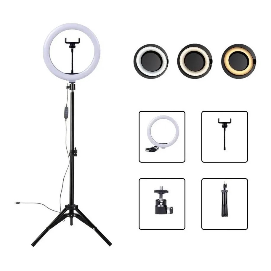 Iluminador Ring Light 6/8/10/12 Polegadas + Tripé 2,10m Anel Aro de Luz Led Make TikTok ...