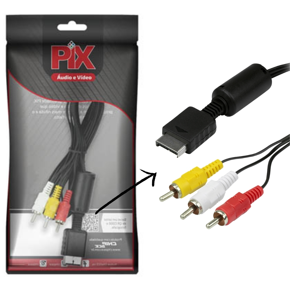 Cabo Av Playstation 2 Pix 1,85 Metros Rca Av Play 2 | Shopee Brasil
