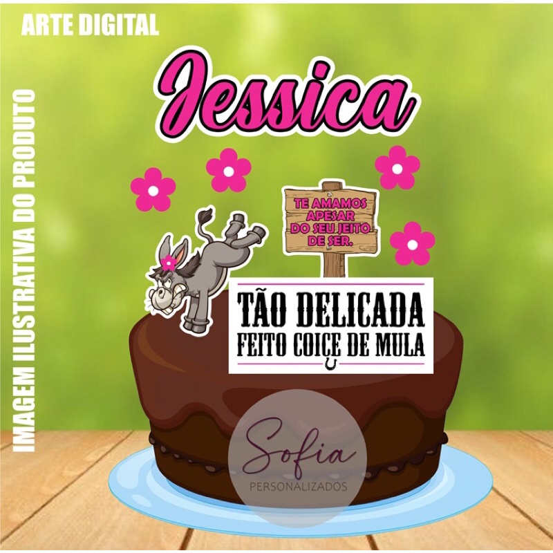 Topo de Bolo - Topper de Bolo Personalizado Coice de Mula | Shopee Brasil