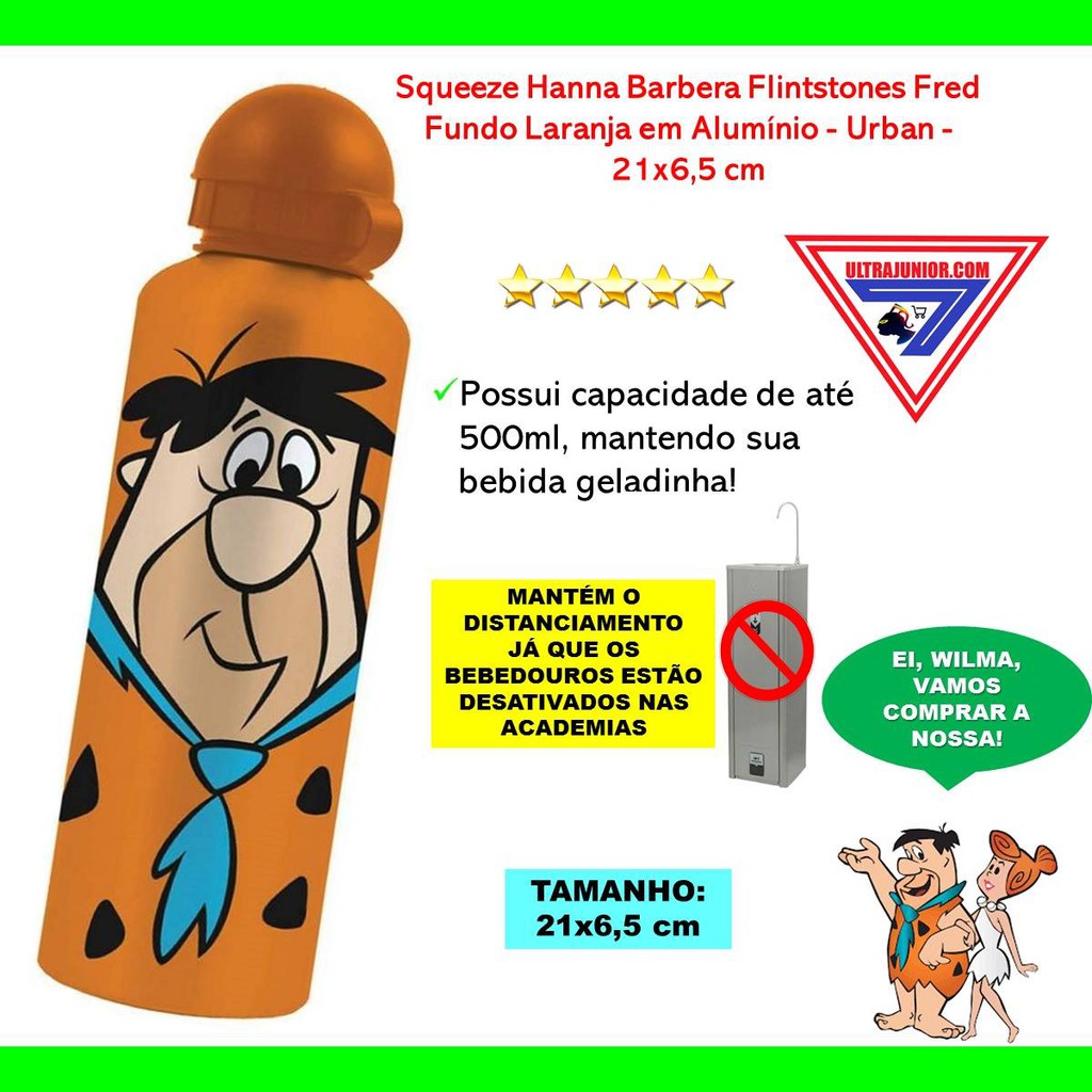 Garrafa Squeeze de aluminio divertida hanna barbera flintstones fred ... Garrafa Squeeze de aluminio divertida hanna barbera flintstones fred ...