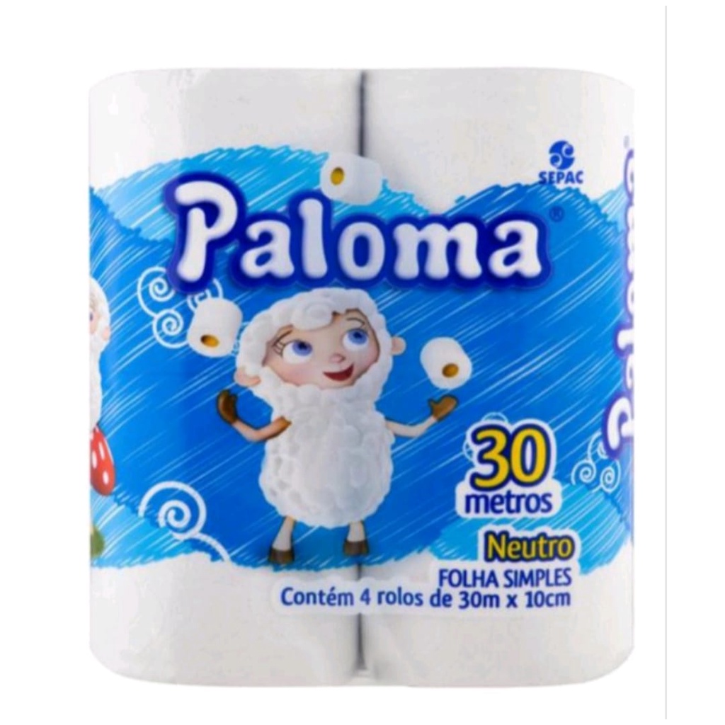 Papel Higiênico Paloma Pacote com 4 rolos de 30 metros | Shopee Brasil