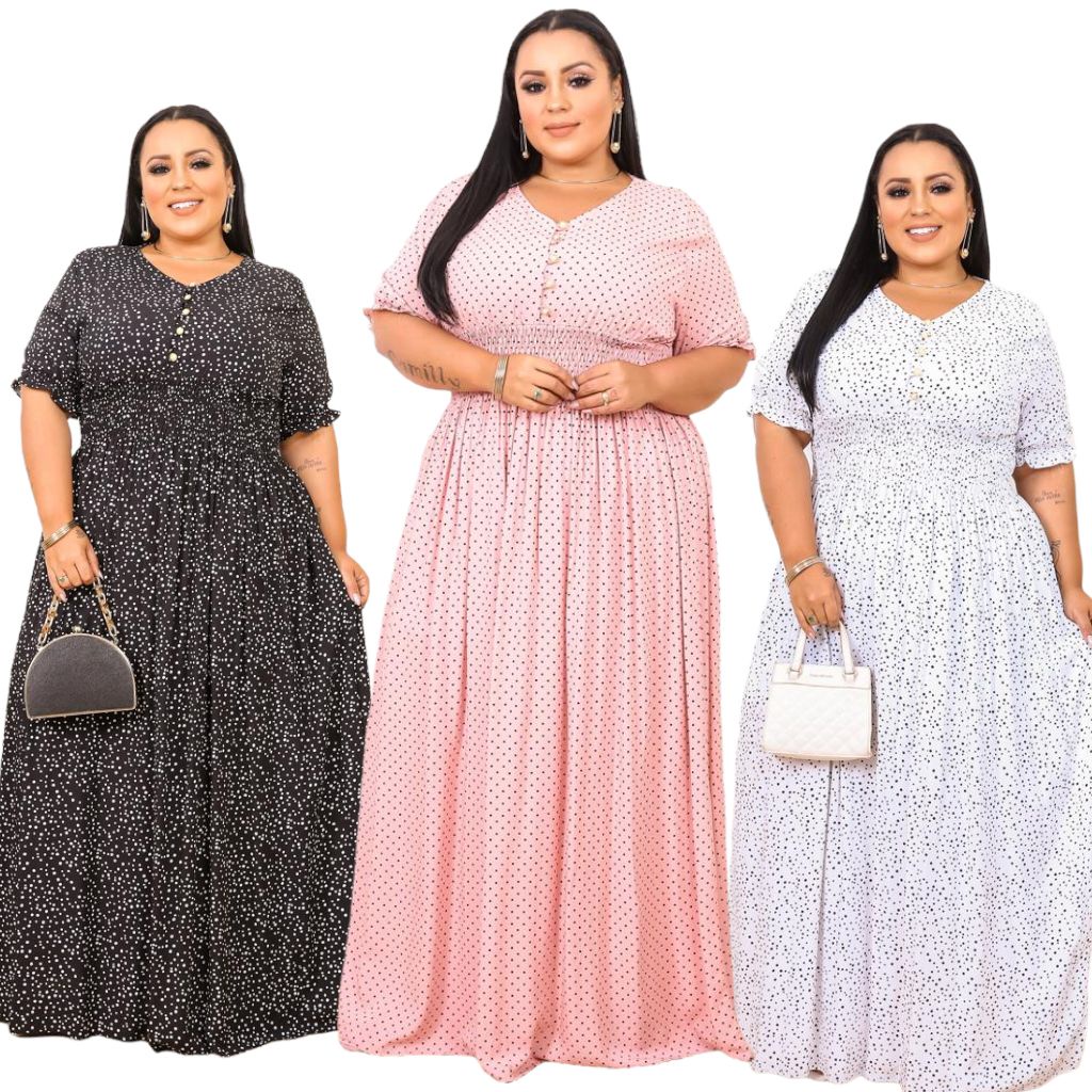 Vestido Longo Plus Size Moda Evangélica Shopee Brasil