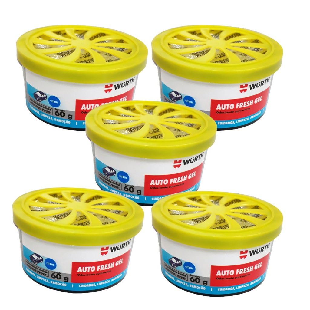 Kit 5 Odorizante Automotivo Gel Wurth Auto Fresh Cheirinho - 60g ...