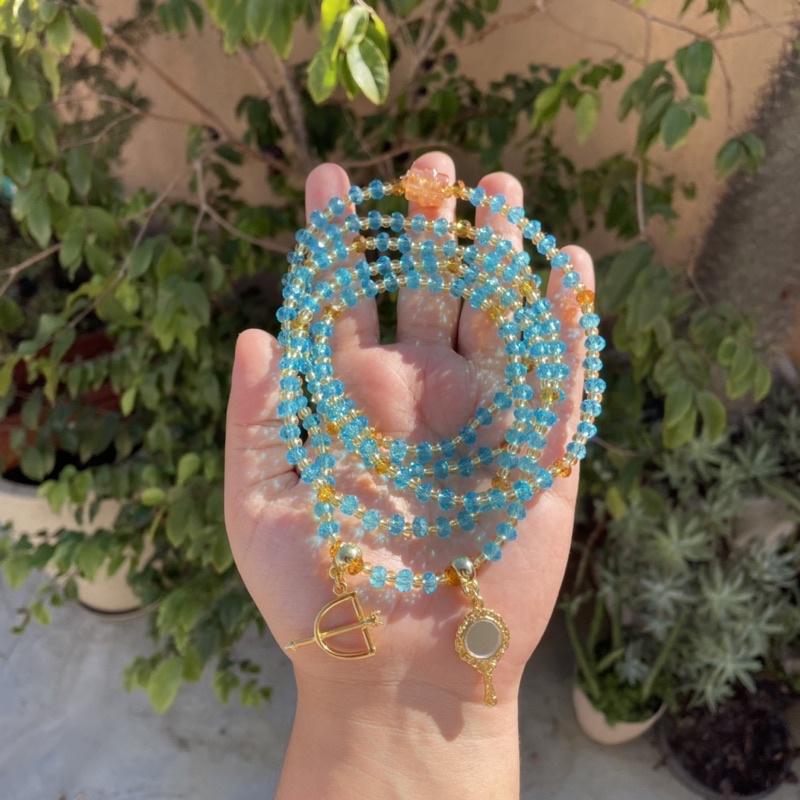 Fio de contas/Guia Logunede Logun Edé Oxum Karê - Miçanga e Cristal ...