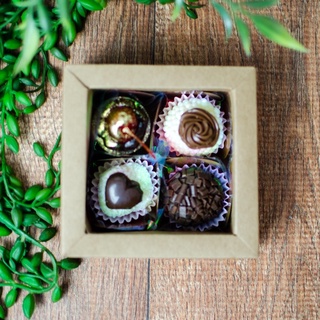 10 caixas embalagens para 4 bombons / doces tampa transparente | Shopee ...