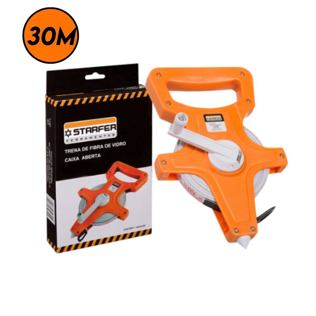Trena Longa Fita De Fibra Vidro Caixa Aberta 30 Metros Starfer | Shopee ...