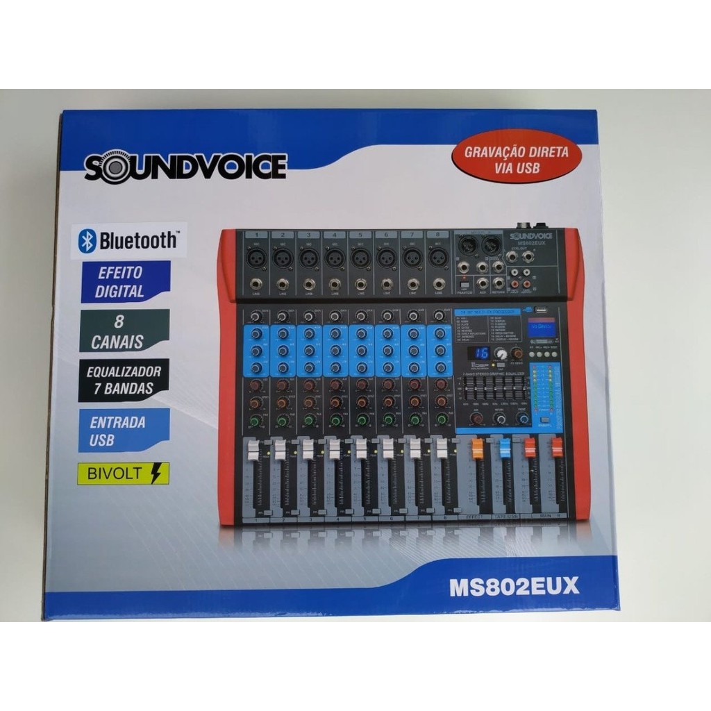 Mesa de Som Soundvoice MS 802 EUX - Bluetooth | Shopee Brasil