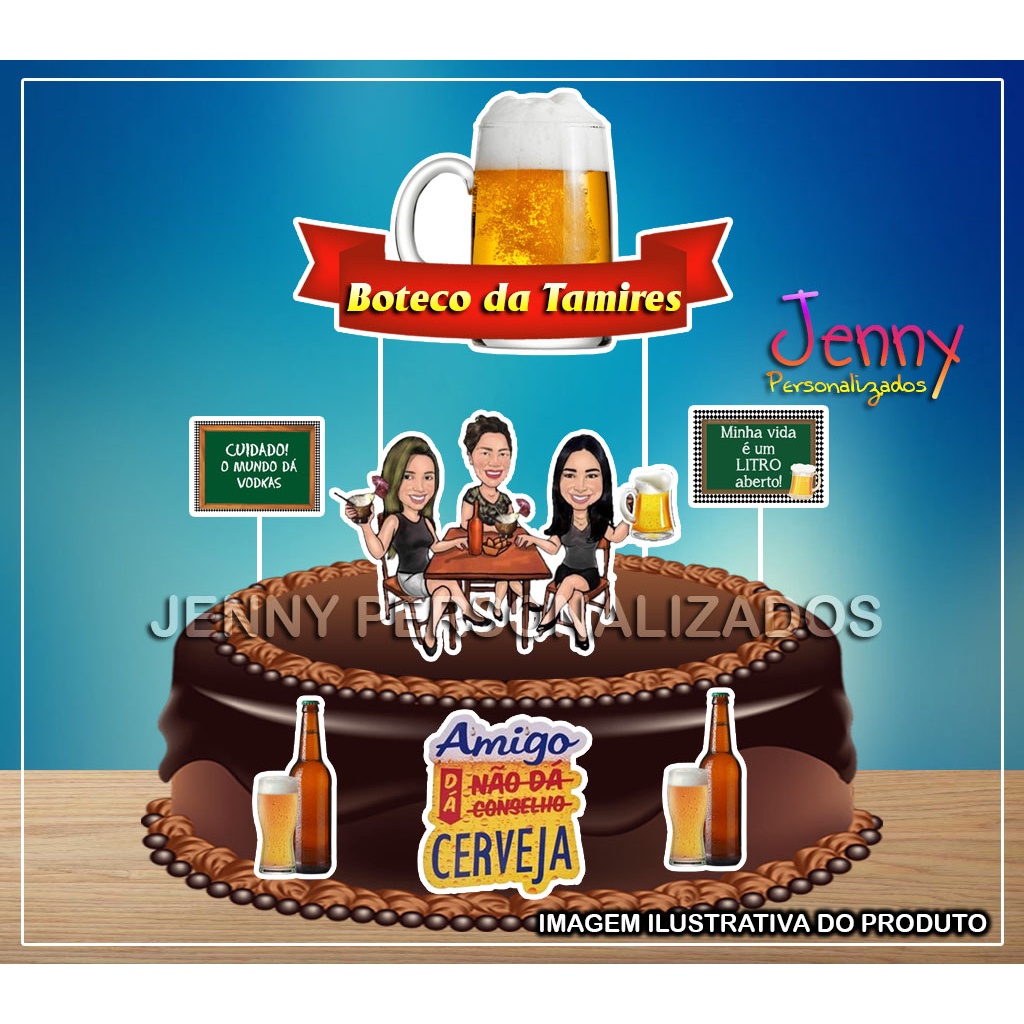 Topo topper de bolo Boteco Personalizado | Shopee Brasil