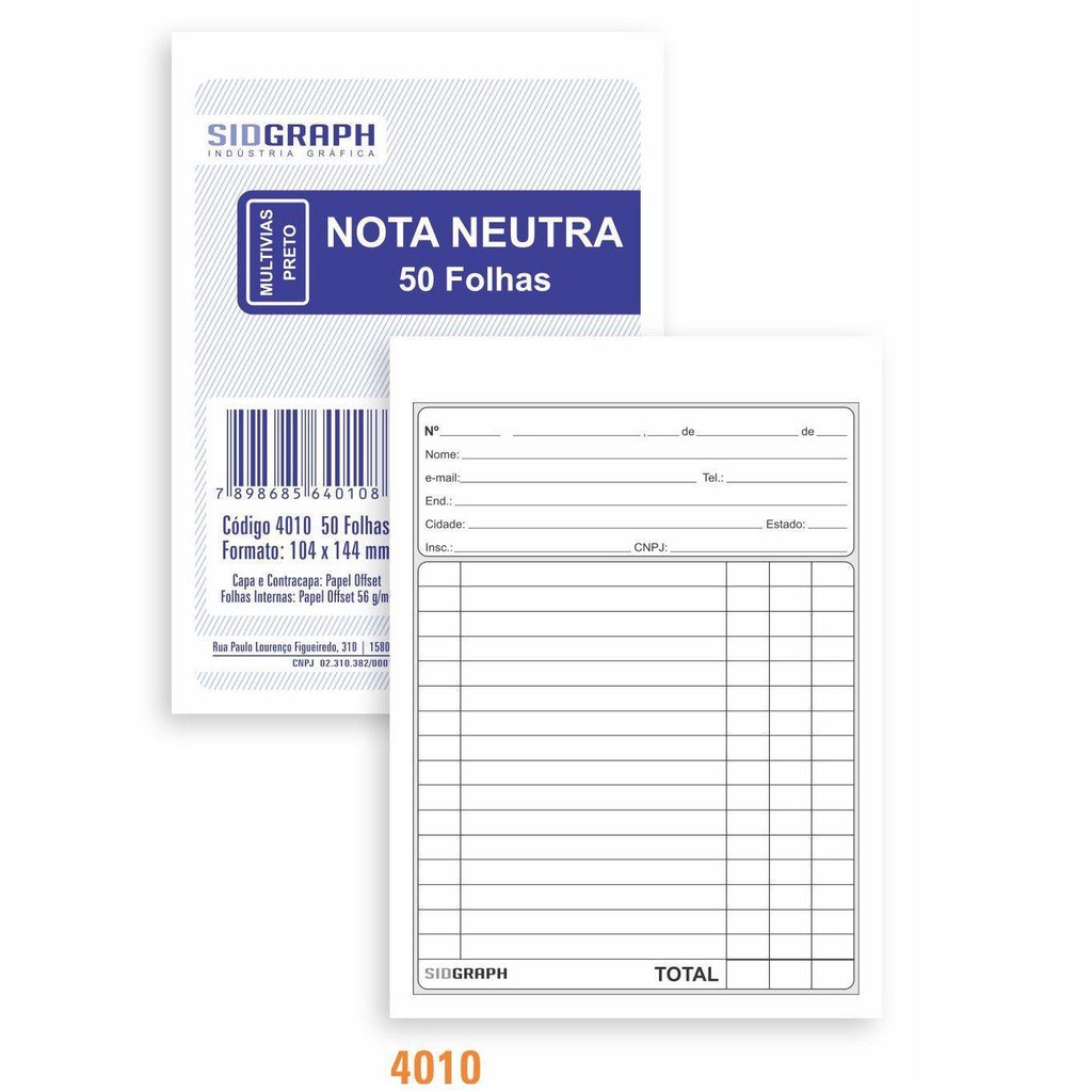 20 Blocos Nota Neutra Multivias 1 Via 50 Folhas Sidgraph | Shopee Brasil