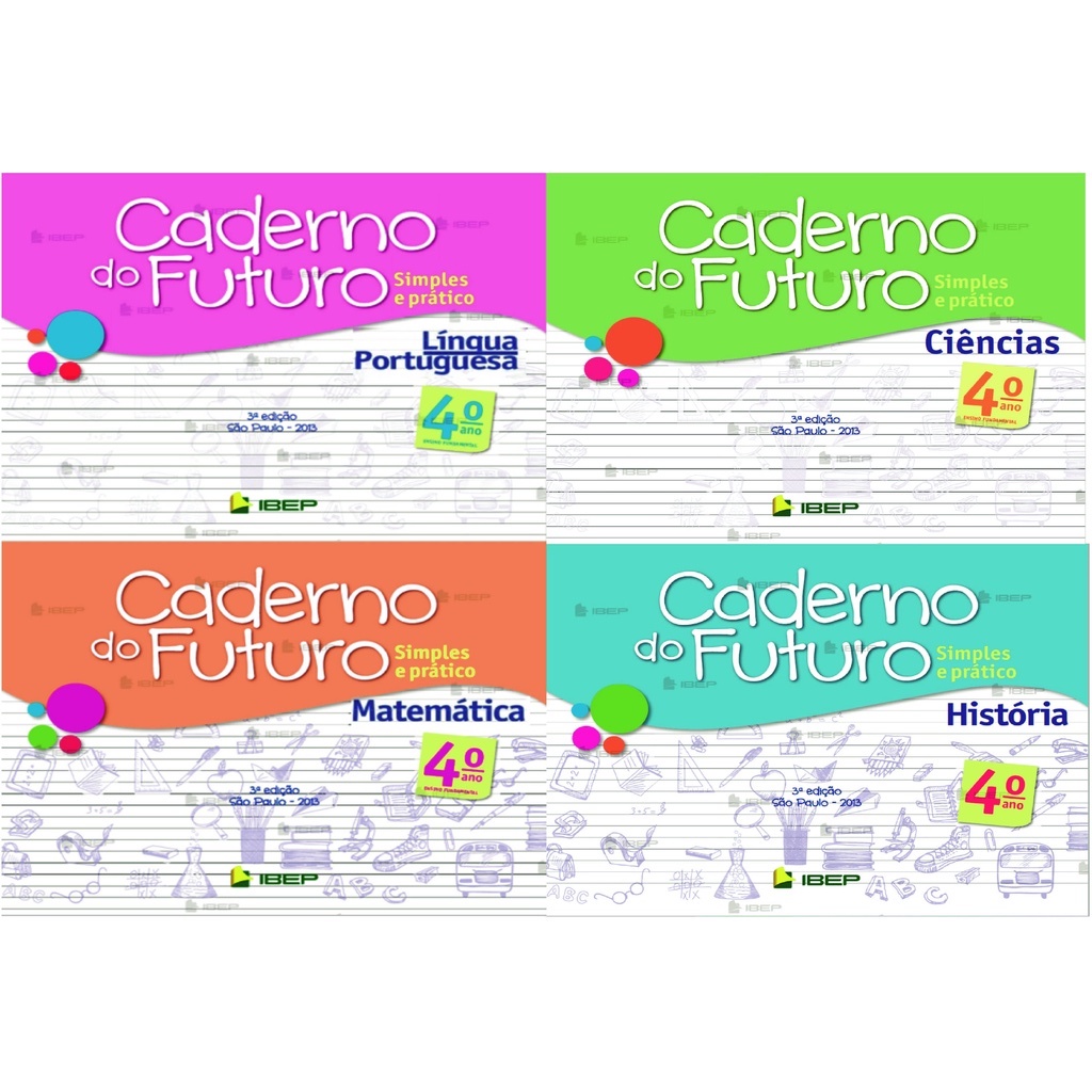 Kit Caderno Futuro Port, Mat, Cien, Hist/Geo 4 Ano do Professor - IBEP | Shopee Brasil