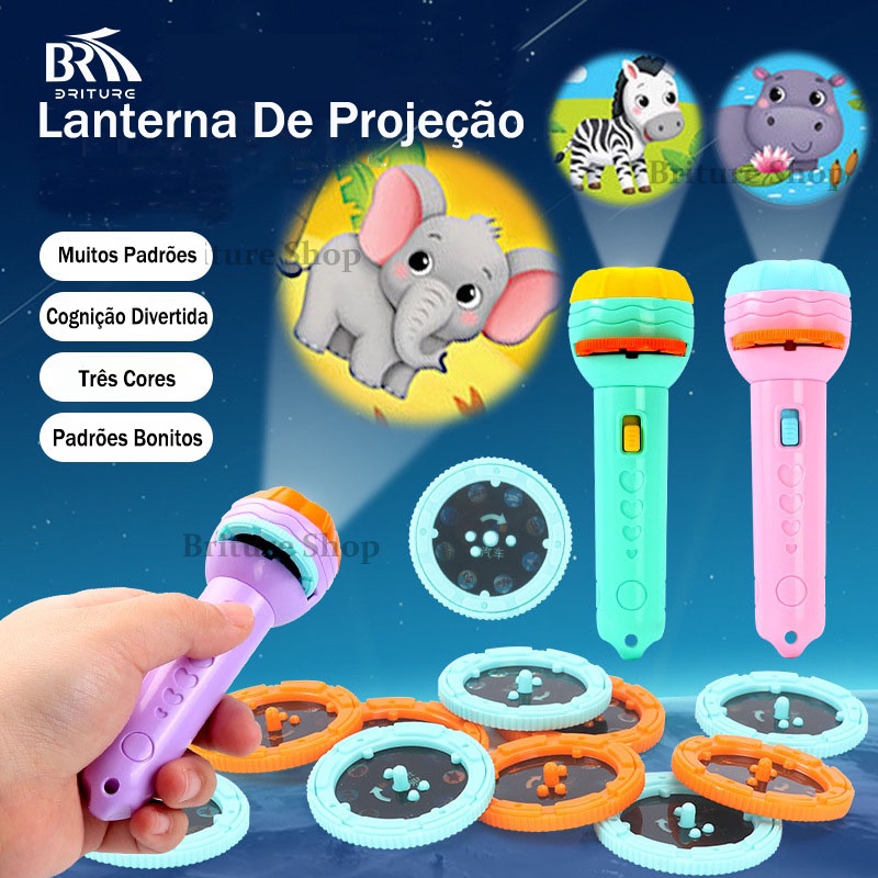 Brinquedo Lanterna Retroprojetor Infantil com 24 Imagens de Animais ...