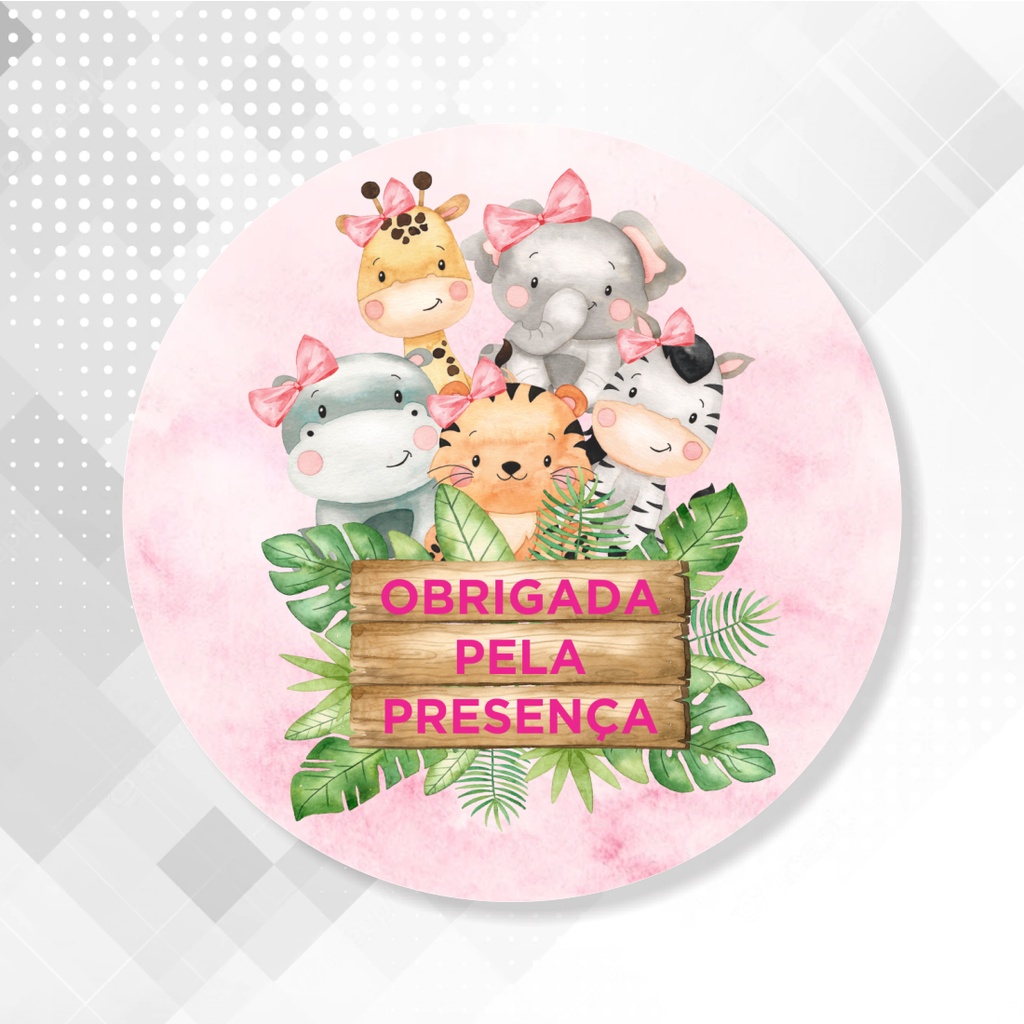 Adesivos Safari Baby Rosa Festa 5cm | Shopee Brasil