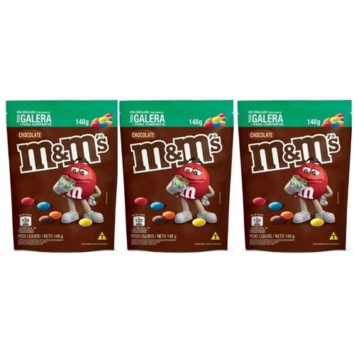 Kit 3 M&Ms Confeito Chocolate ao Milk 148g Mars - PROMOÇÃO | Shopee Brasil