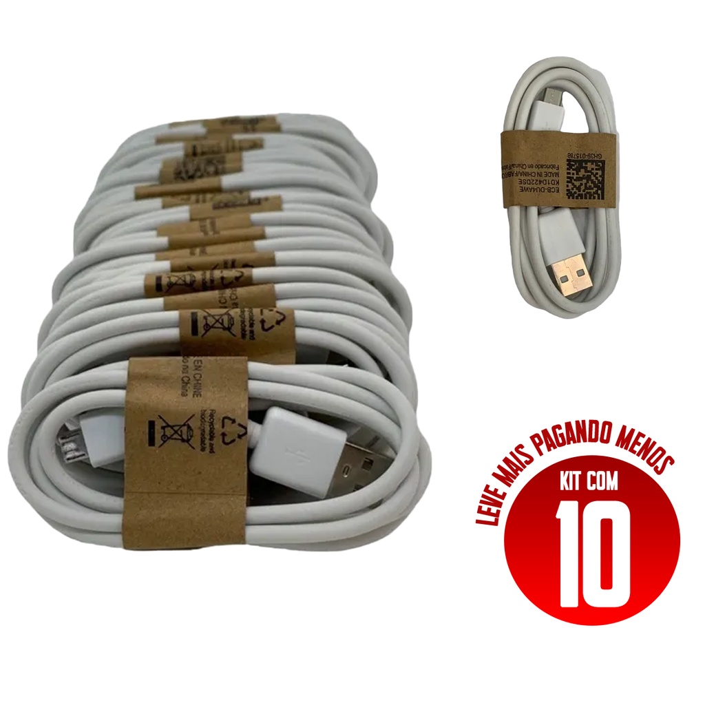 Kit 10 Cabo V8 Micro Usb Universal Celular 100% Carregar Atacado ...