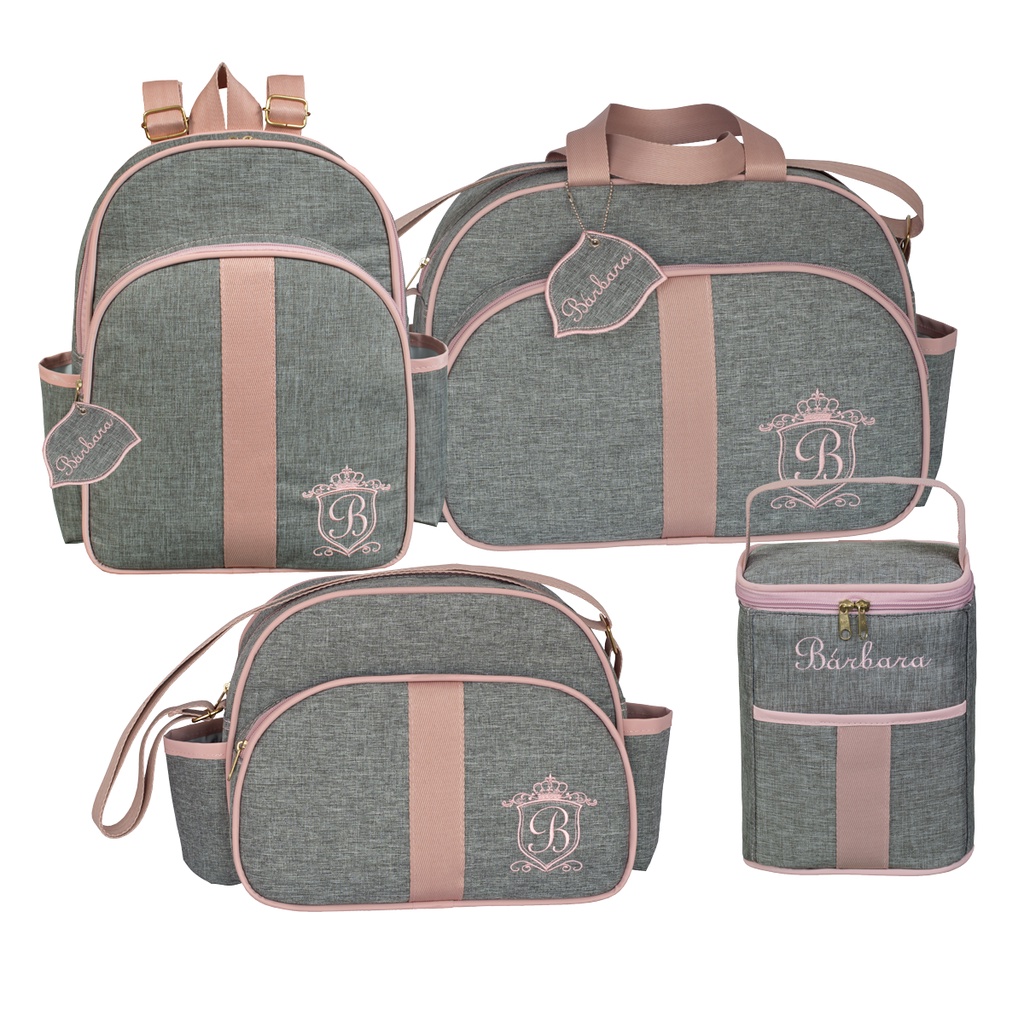 Kit Bolsa Bebe Mochila Maternidade Chique com Porta Mamadeira e 2 ...