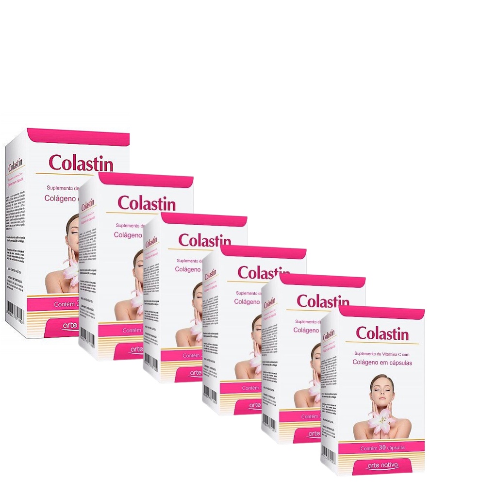 Colastin Colageno Vitamina C 300MG 30 caps kit c/6 un | Shopee Brasil