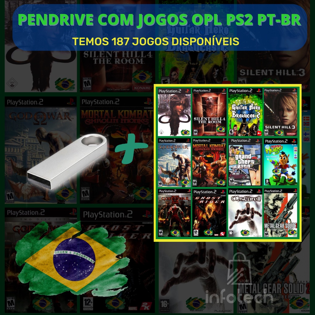 Kit Pendrive 64gb + Jogos Opl Ps2 Todos TRADUZIDOS OU DUBLADOS PT-BR OU ...