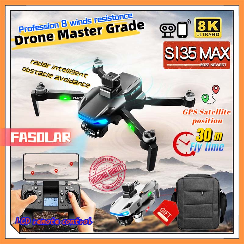 Drone Quadricóptero 2022 Mais Novo S135 MAX GPS Motor Brushless 3 8K HD Dual Camera Profissional ...