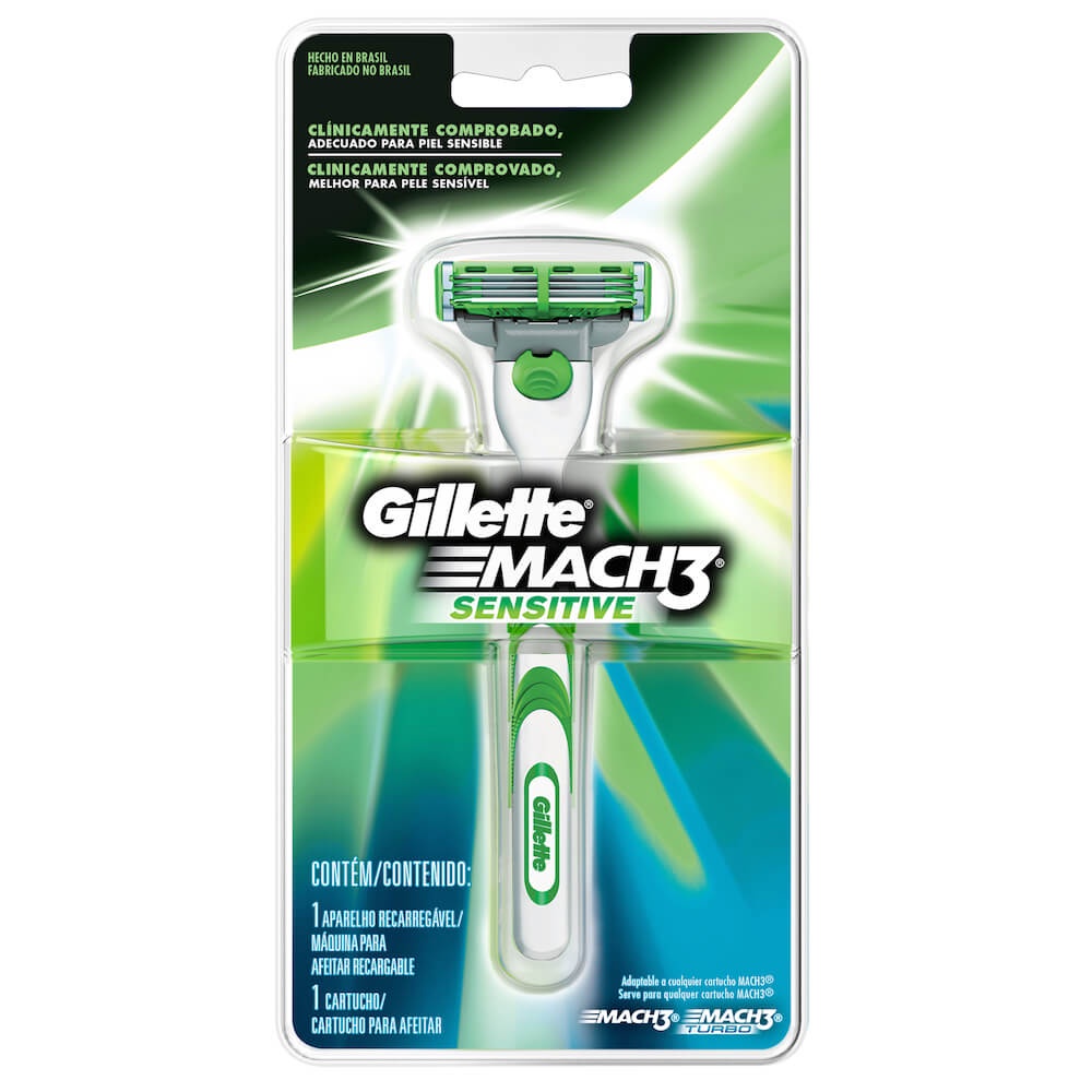 Aparelho De Barbear Gillette Mach3 Turbo Sensitive | Shopee Brasil