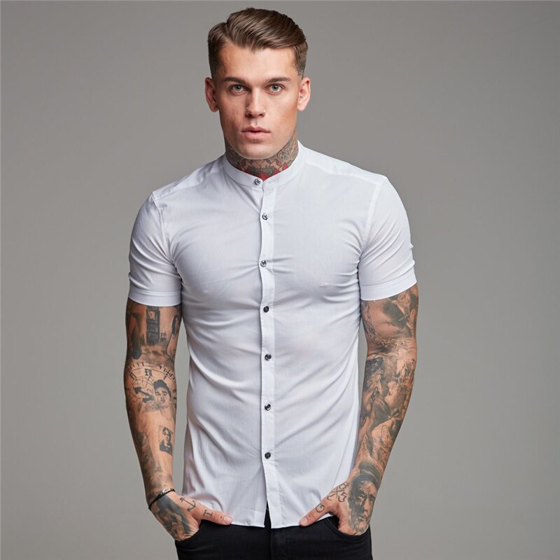 Camisa Social Masculina Slim Fit De Luxo Gola Padre - Escorrega o Preço