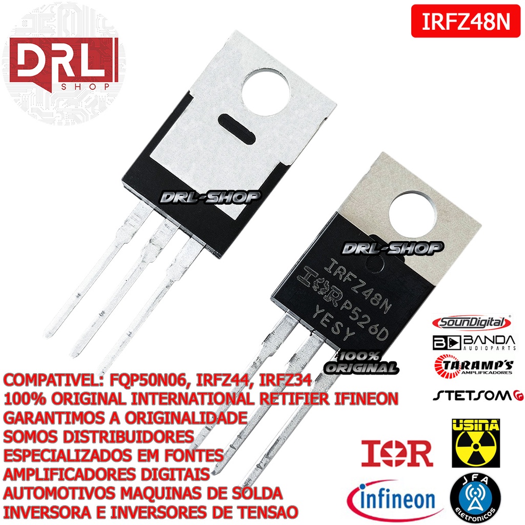 Kit 5 Irfz48n Transistor Mosfet = Fqp50n06 100% Original | Shopee Brasil