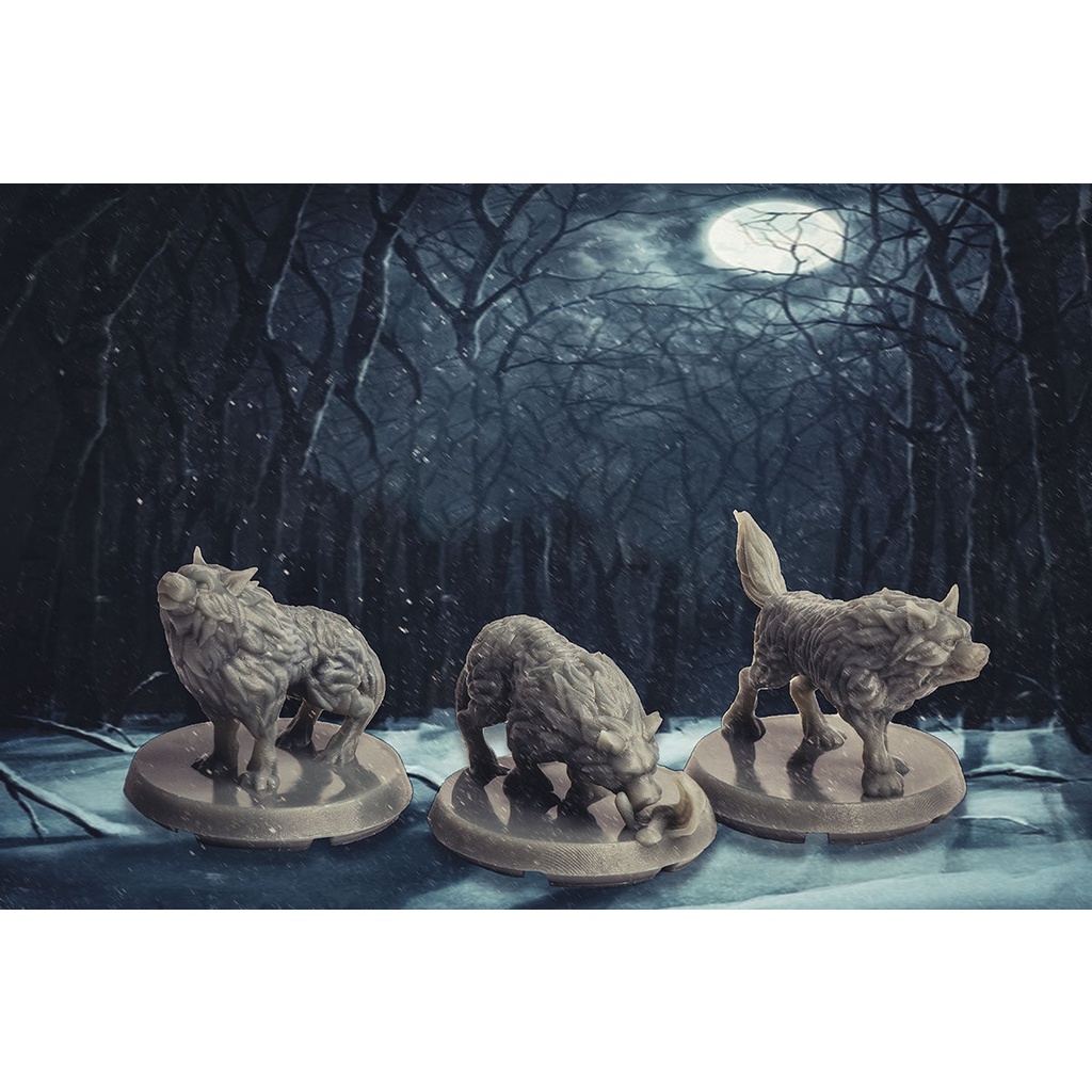 Miniaturas Lobos Wolf Pack Rpg Dungeons and Dragons Dnd (03 Unidades ...