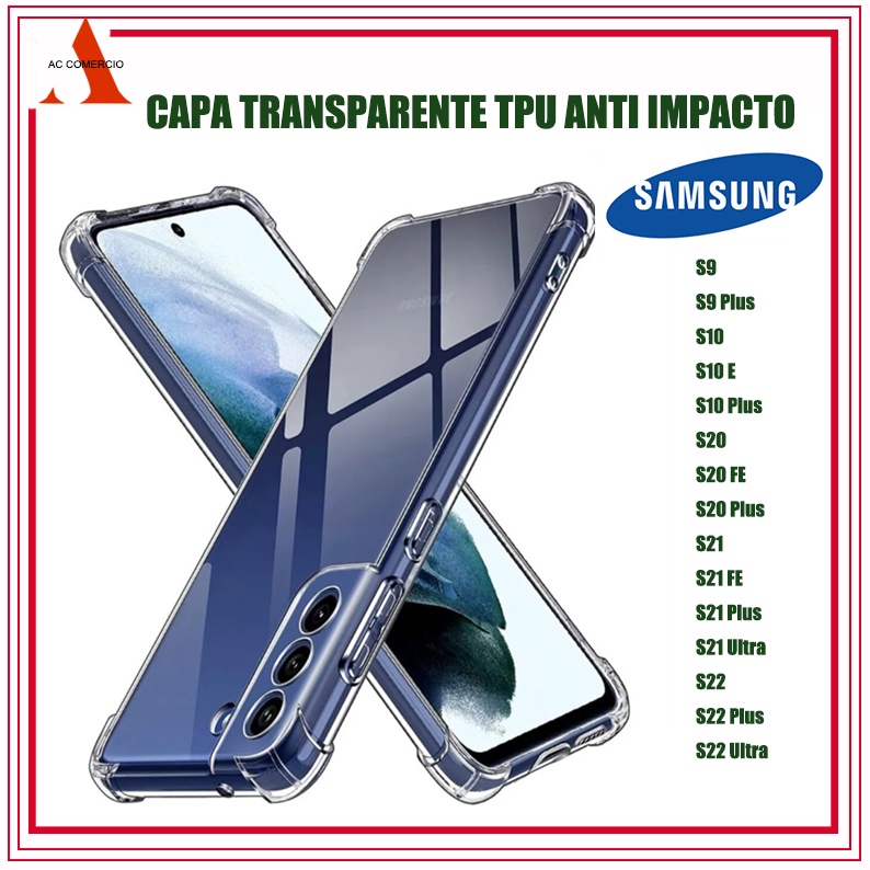Capa Capinha Tpu Anti Impacto Transparente para Samsung Linha S S9 S10 S20 S21 S22 FE Plus Ultra ...