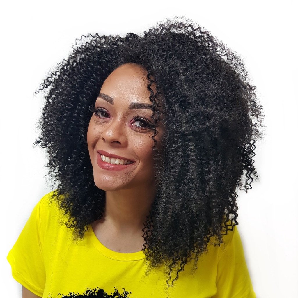 Peruca Cacheada. cor: Preta Cachos super definidos afro 35CM. | Shopee ...