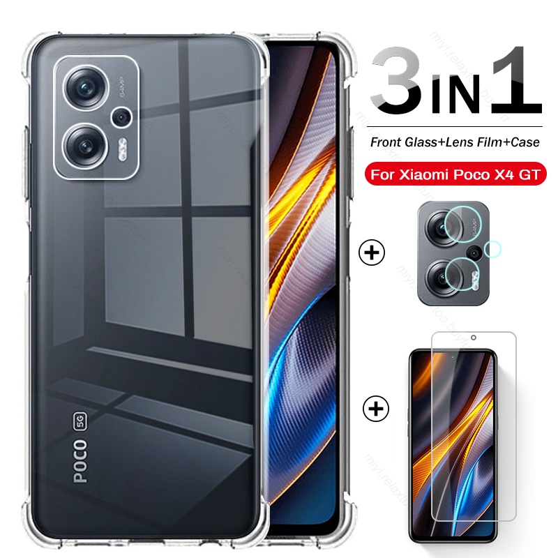 1Set For xiaomi Poco F4 5G X4 GT M4 Pro 4G Protector Cover Clear Case + Screen tempered Glass ...