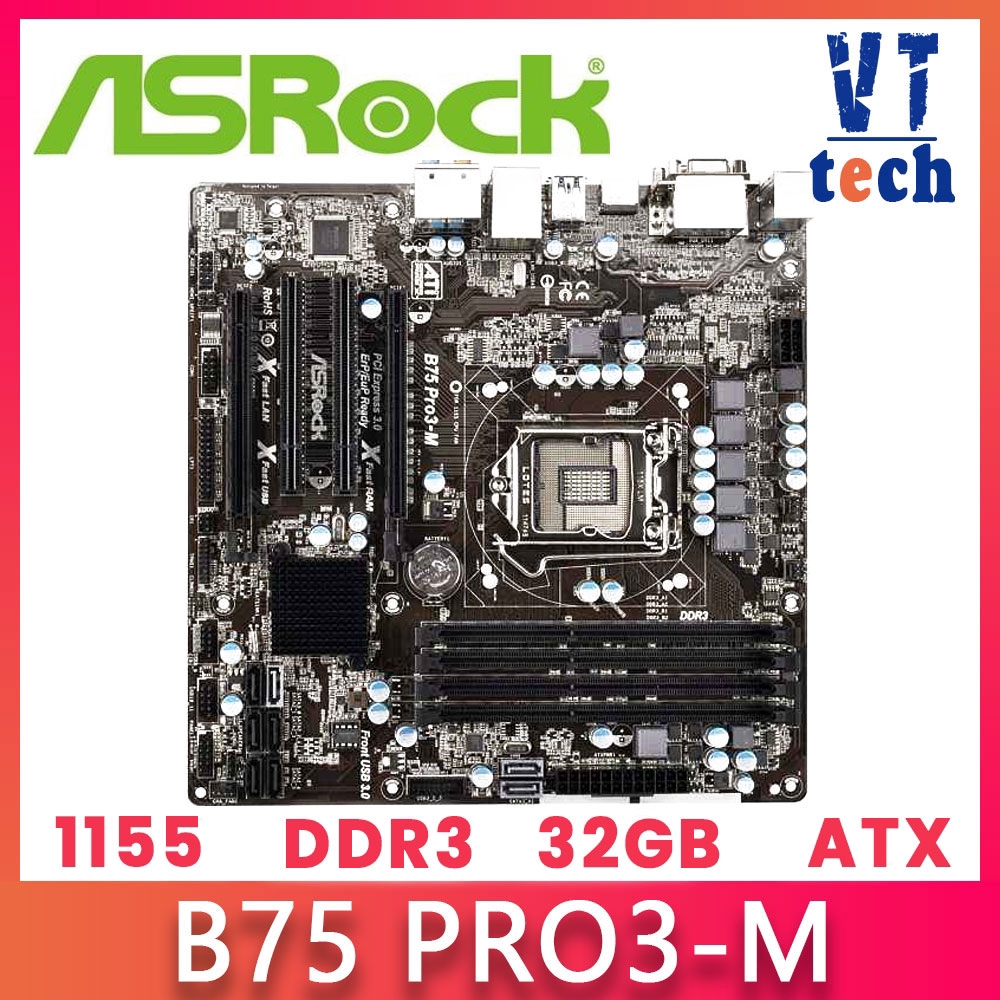 Used, ASROCK B75 PRO3 PRO-M all-solid-state LGA1155 DDR3 32GB USB3.0 ...