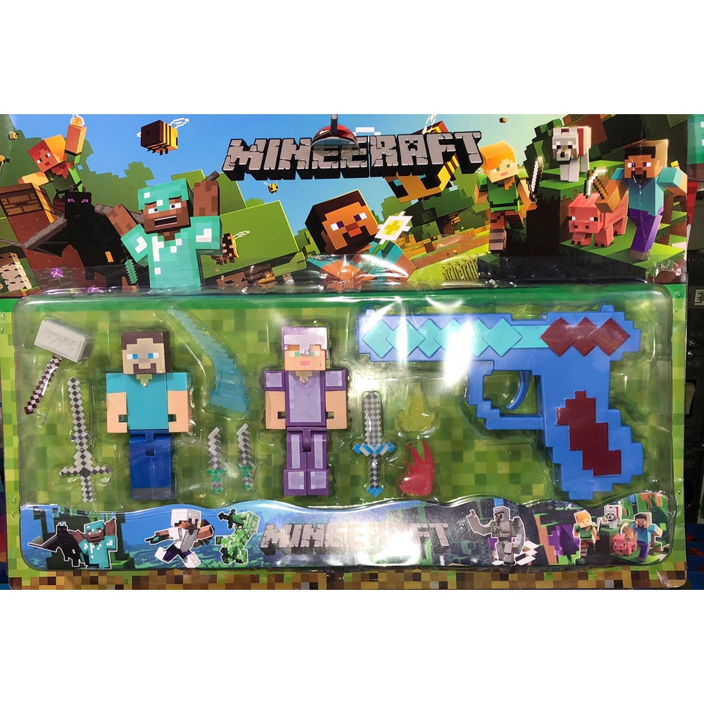 Kit minecraft exclusivo com pistola e personagens e acessorios | Shopee ...