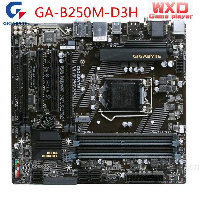 Placa Principal Para Gigabyte Ga-B250M-D3H Novo Desktop Lga 1151 Ddr4 B250M-D3H Intel B250 Pci-E ...