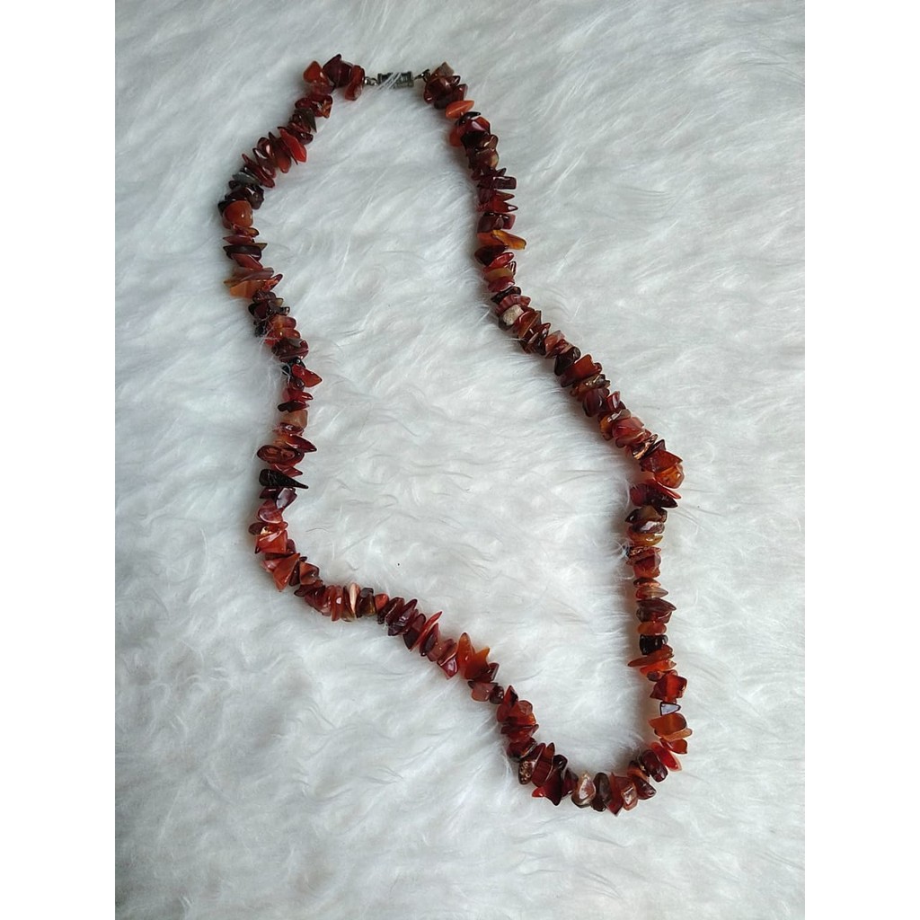 Colar Vintage - Cornalina Avermelhada Marrom de Calcedônia. | Shopee Brasil