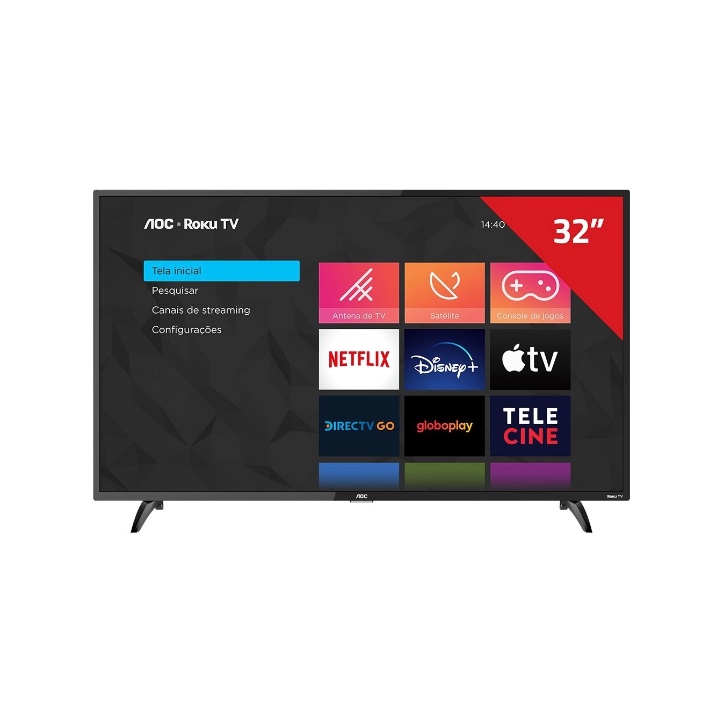 Smart TV AOC Roku LED 32'' 32S5195/78 Wi-Fi 3 HDMI 1 USB com Controle ...