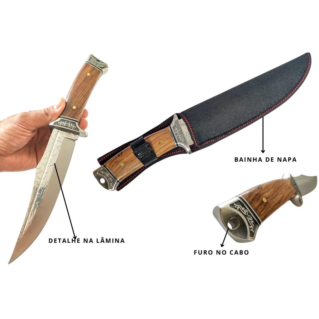 Faca Estilo Bowie Super Afiada Faca Para Churrasco Tática Cabo ...