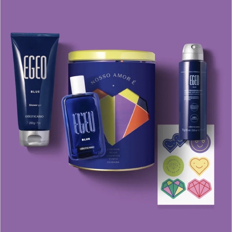 Kit Egeo Blue (5 itens)-Presente com Desodorante Colônia + Desodorante ...